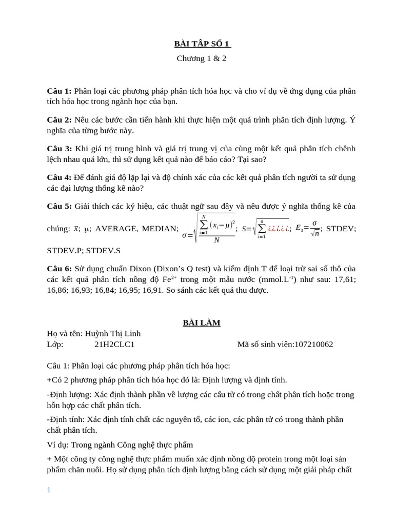 Bài tập số 1 HK2 2022 2023 | PDF