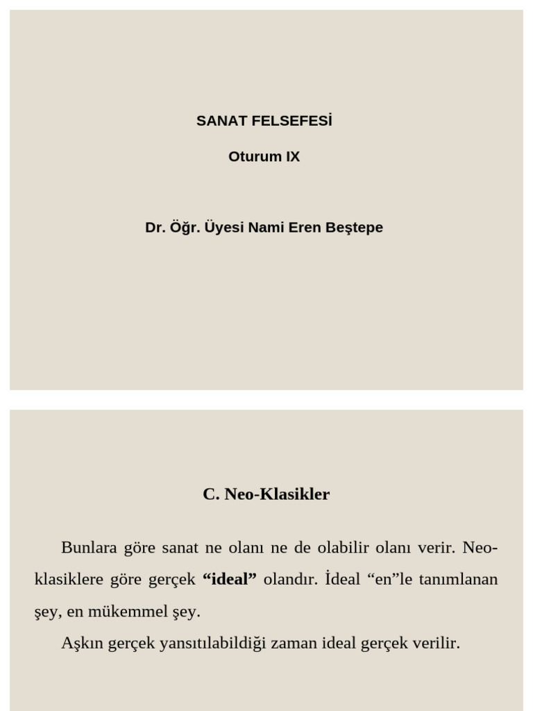 Sanat Felsefesi Sunu IX | PDF