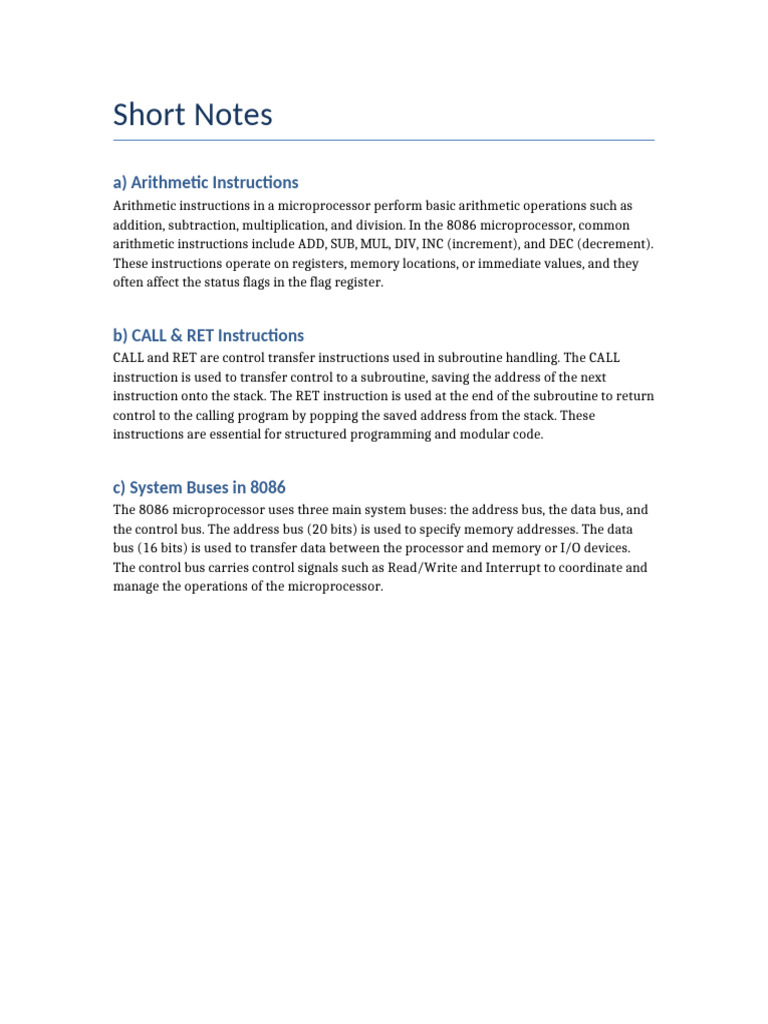 Short_Notes_8086 | PDF