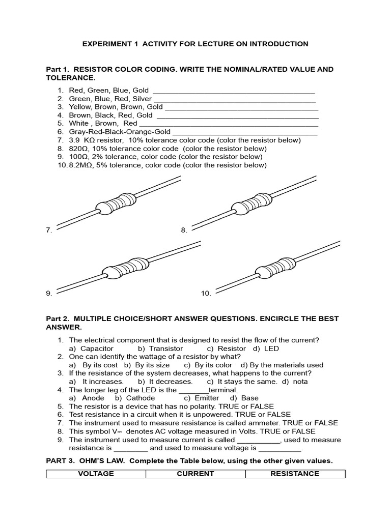 Exp-1_Physics-_Introduction | PDF | Resistor | Electrical Equipment