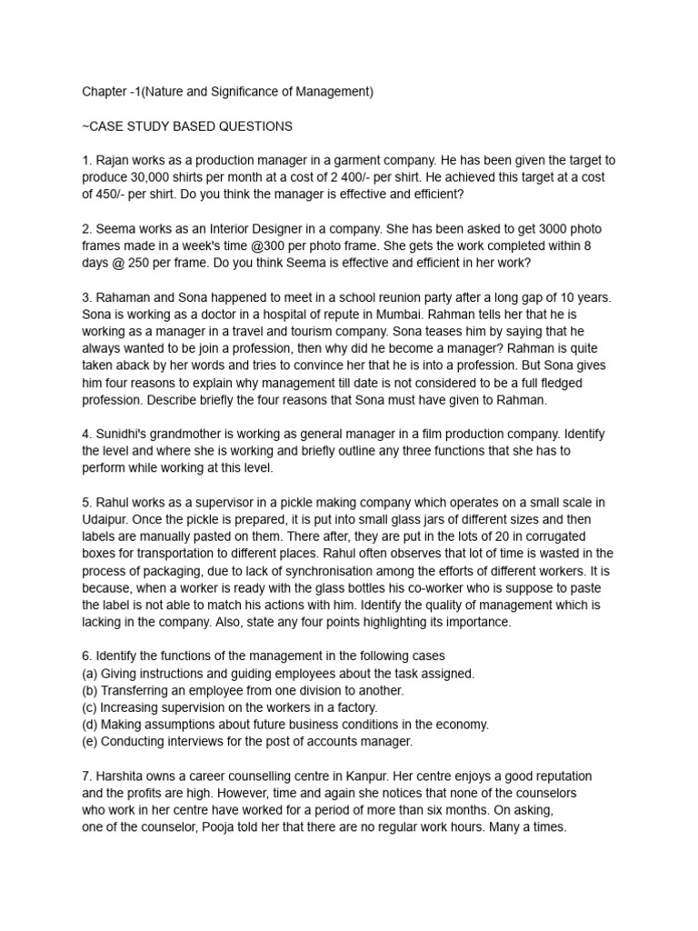 BST Chapter-1 Case Study & Assertion Reason | PDF | Goal | Reason