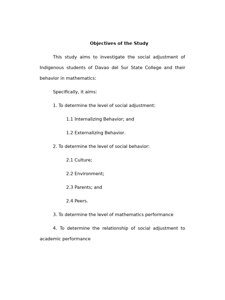 Objectives and Hypothesis of The Study | PDF