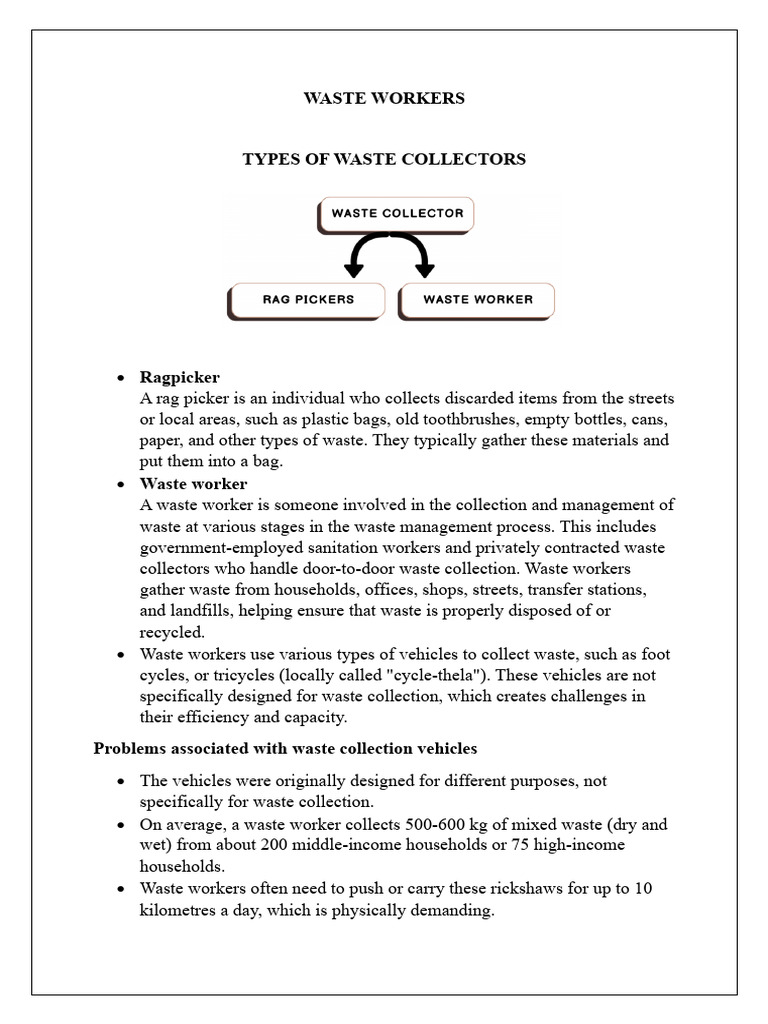 Types and Challenges of Waste Workers | PDF | Waste | Recycling