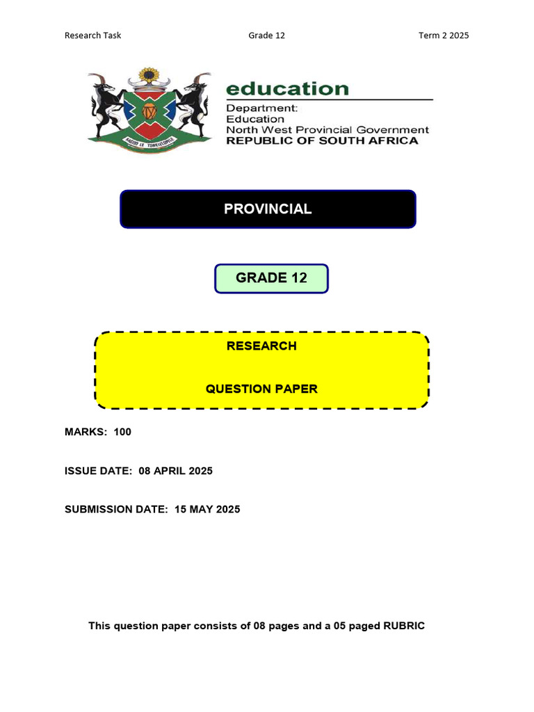 2025 Geo Grade 12 Research QP Eng | PDF | Map | Data