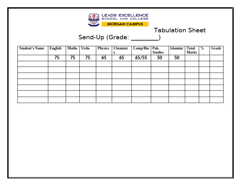 Tabulation Sheet Send Up | PDF