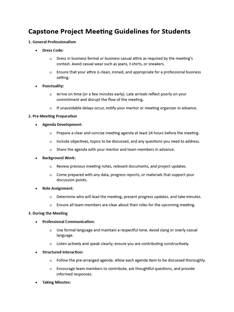Capstone Project Meeting Guidelines For Students | PDF | Human Communication