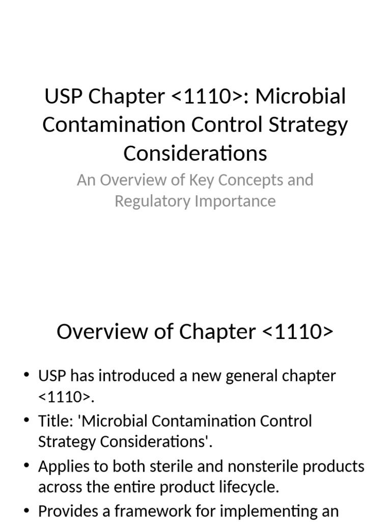 USP Chapter 1110 Microbial Contamination Control | PDF