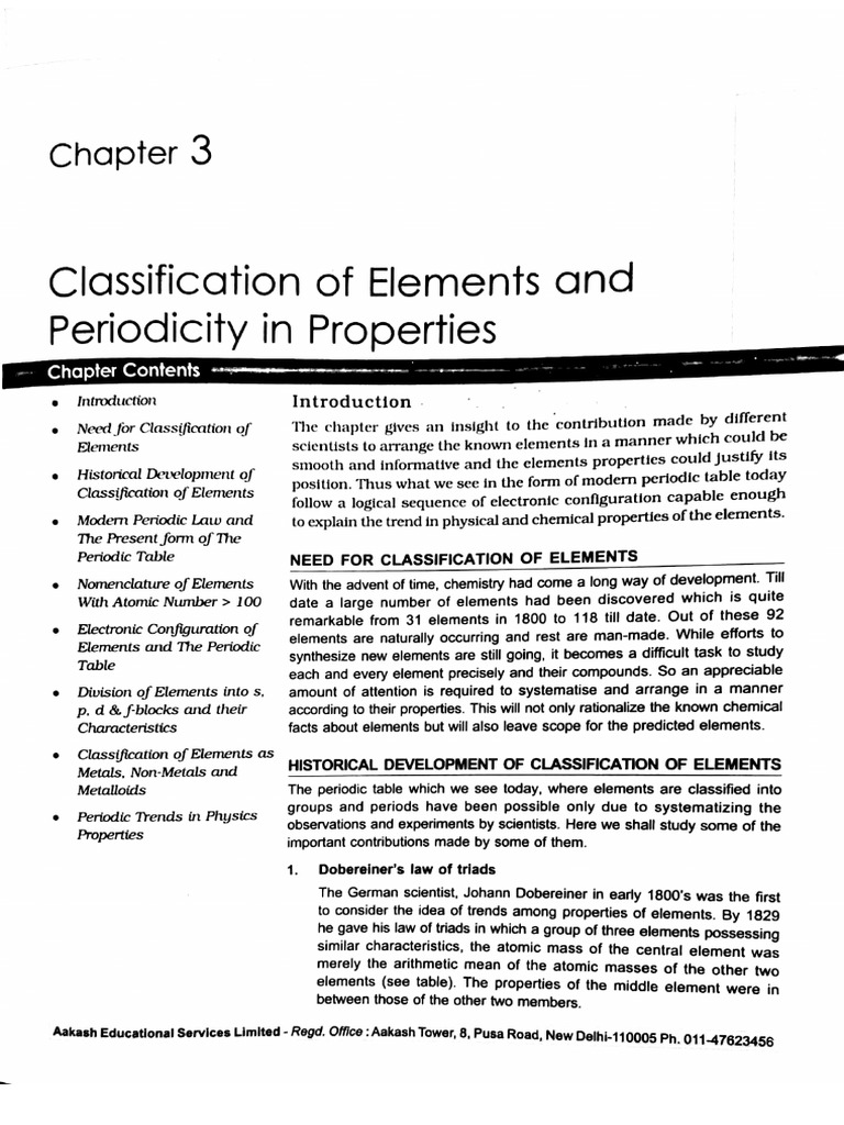 Classification and Periodicity of Elements Complete Module - Aakash | PDF