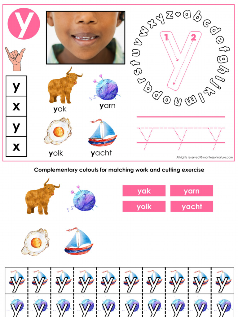 Letter Y Activity Page Montessori Nature Free Printable | PDF