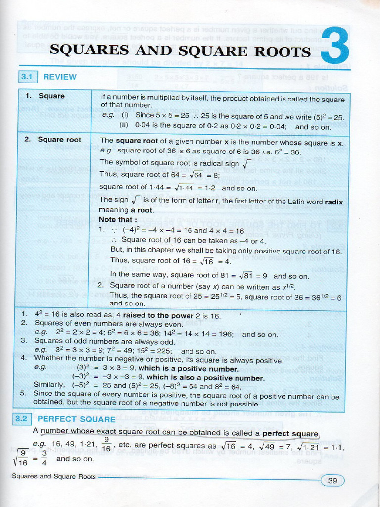 Squares and Square Roots | PDF