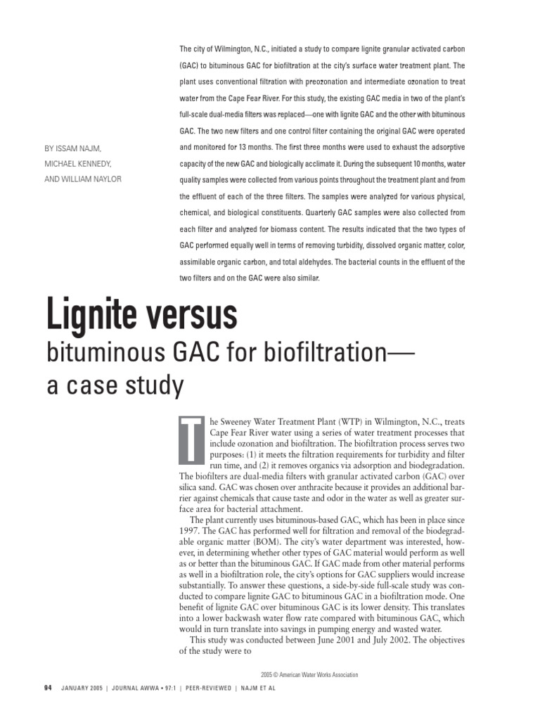 Lignite Versus: Bituminous GAC For Biofiltration - A Case Study | PDF ...