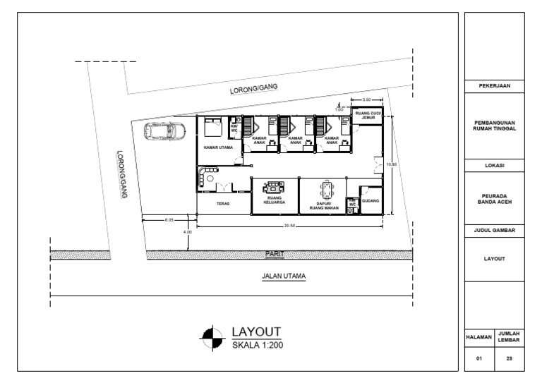 Rencana Layout Rumah Tinggal Banda Aceh | PDF
