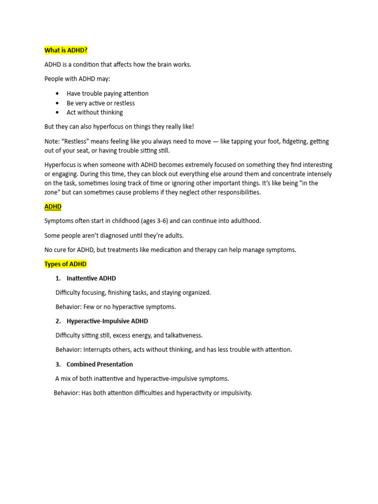 What Is ADHD Comple Note | PDF | Attention Deficit Hyperactivity ...