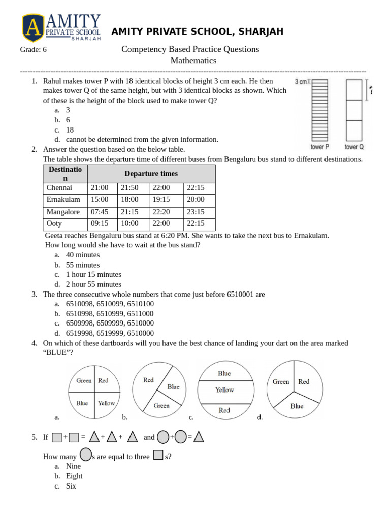 Gr6 Competency Based Practice Questions | PDF | Area | Mathematics