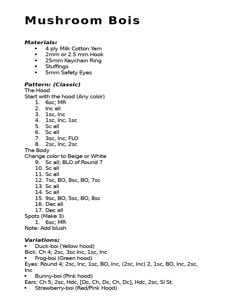 Mushroom Boi Keychain Pattern | PDF