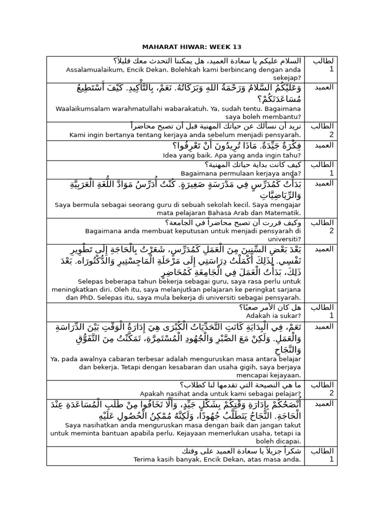 CONTOH MAHARAT HIWAR | PDF