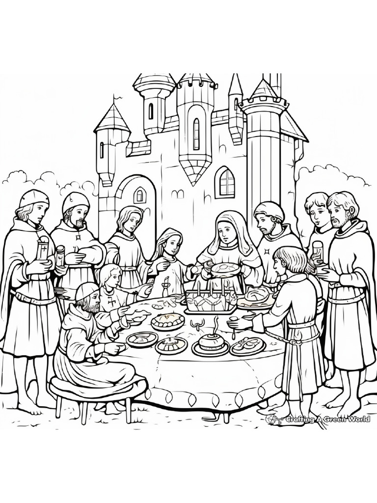 Medieval Festivities3a Feast Scene Coloring Pages 2 | PDF