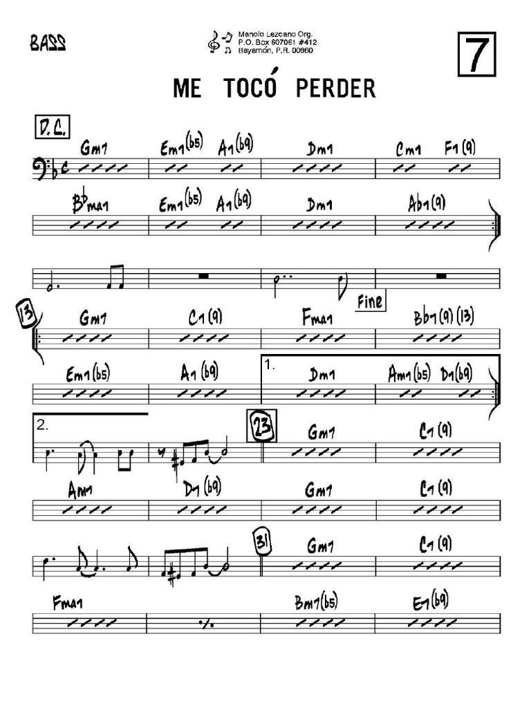 Me Tocó Perder - Bass | PDF