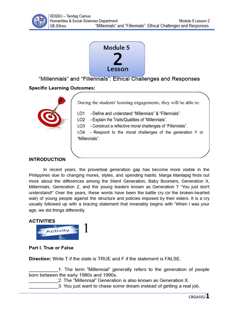 Module 5 Lesson 2 Ethics | PDF | Millennials | Behavioural Sciences