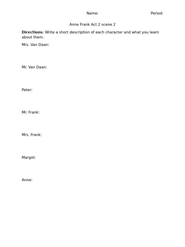 Anne Frank Act 1 Scene 2 | PDF