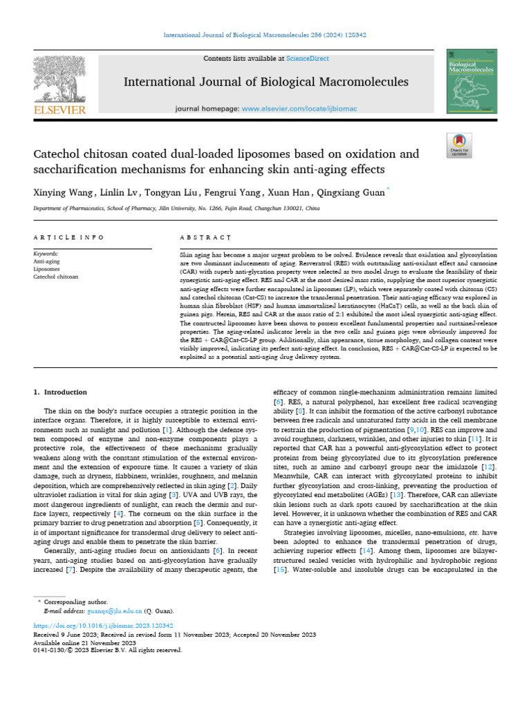 Catechol Chitosan Coated Dual-Loaded Liposomes Based On Oxidation | PDF ...