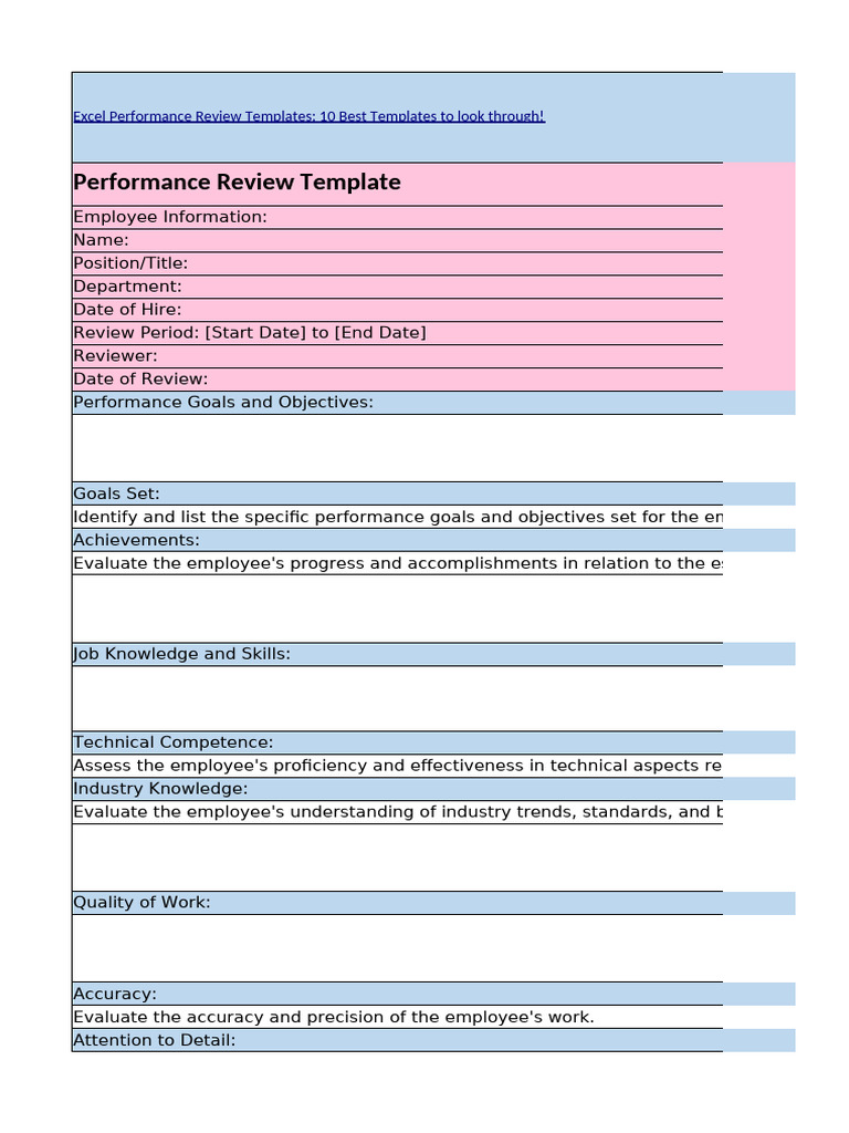 Performance Review Template 6 | PDF | Goal | Skill
