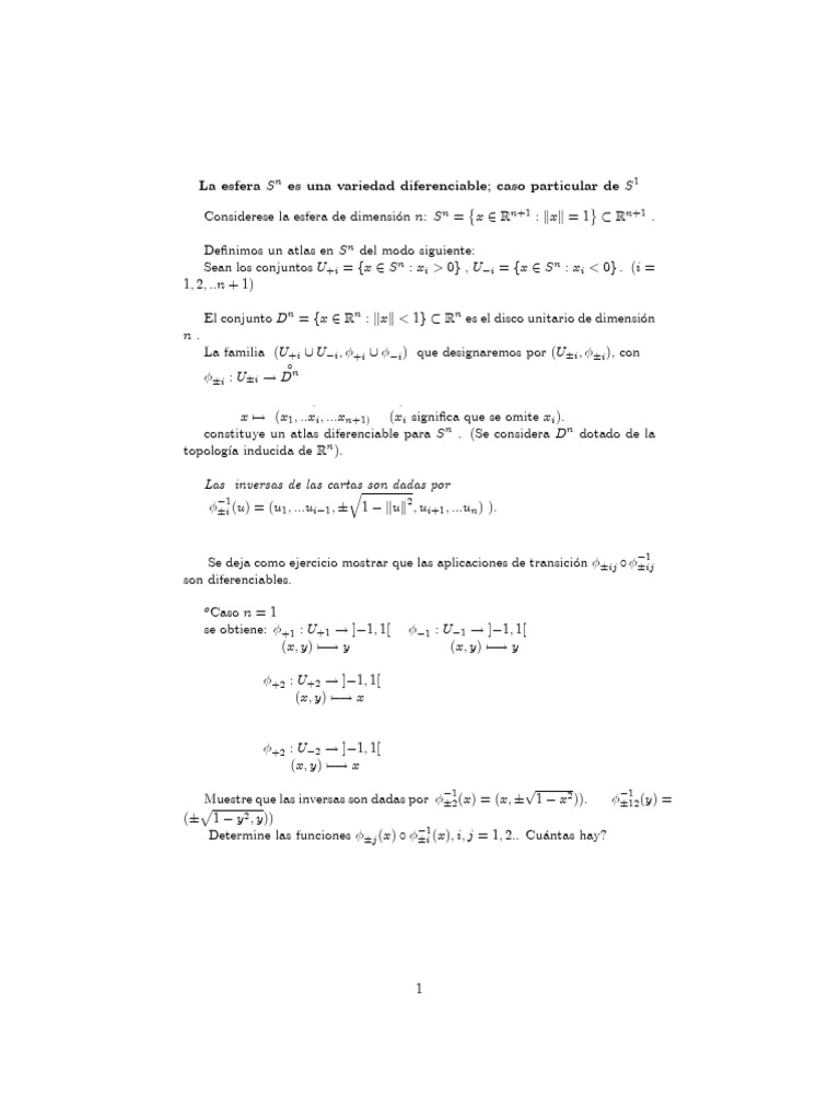 Esfera Es Variedad-Combinado | PDF | Colector | Matemáticas Aplicadas