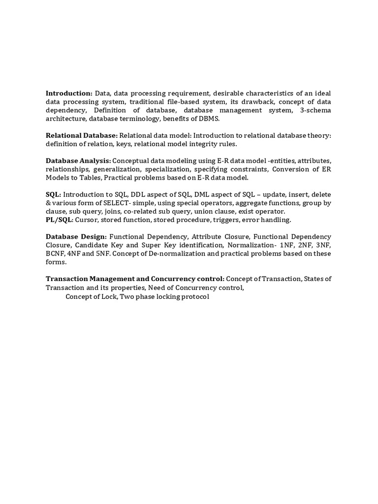 EST Syllabus-UCS310 - DBMS | PDF