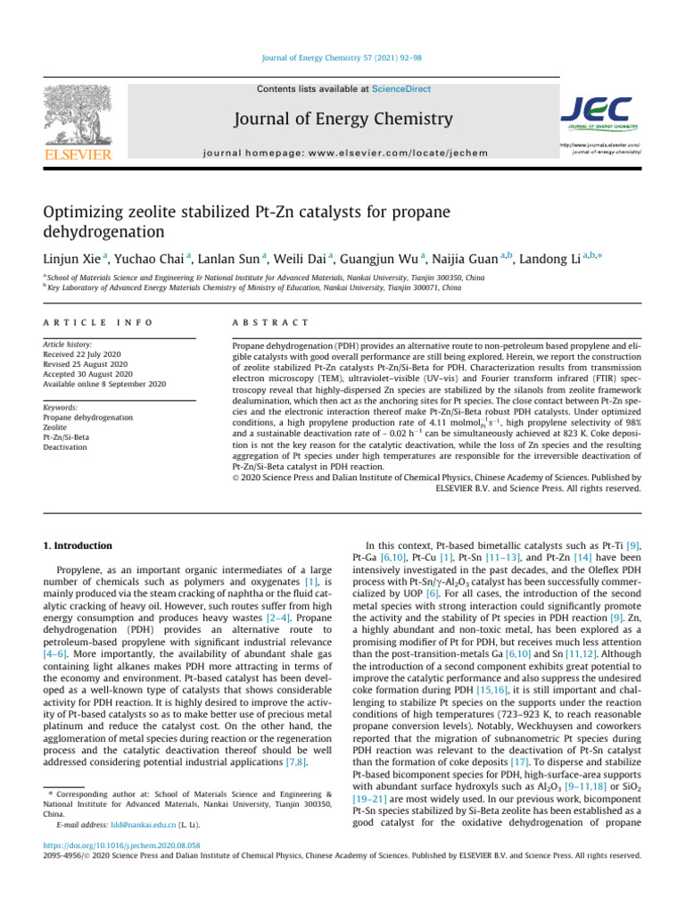 Optimizing Zeolite Stabilized PT-ZN Catalysts For Propane | PDF ...