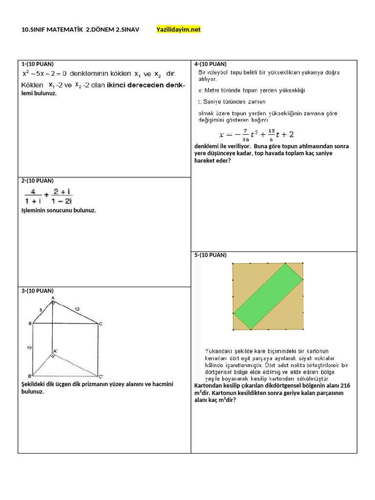 10sin-mat-2donem2yazil-6 | PDF