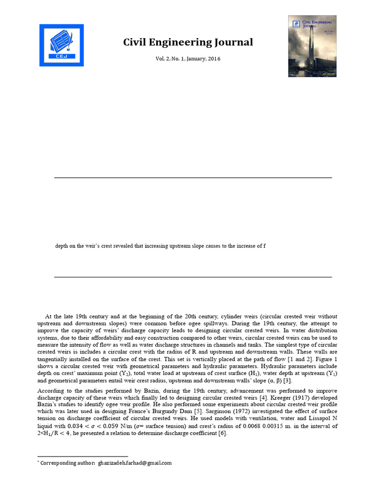 Parameters Circular Crested Weir | PDF | Spillway | Hydrology