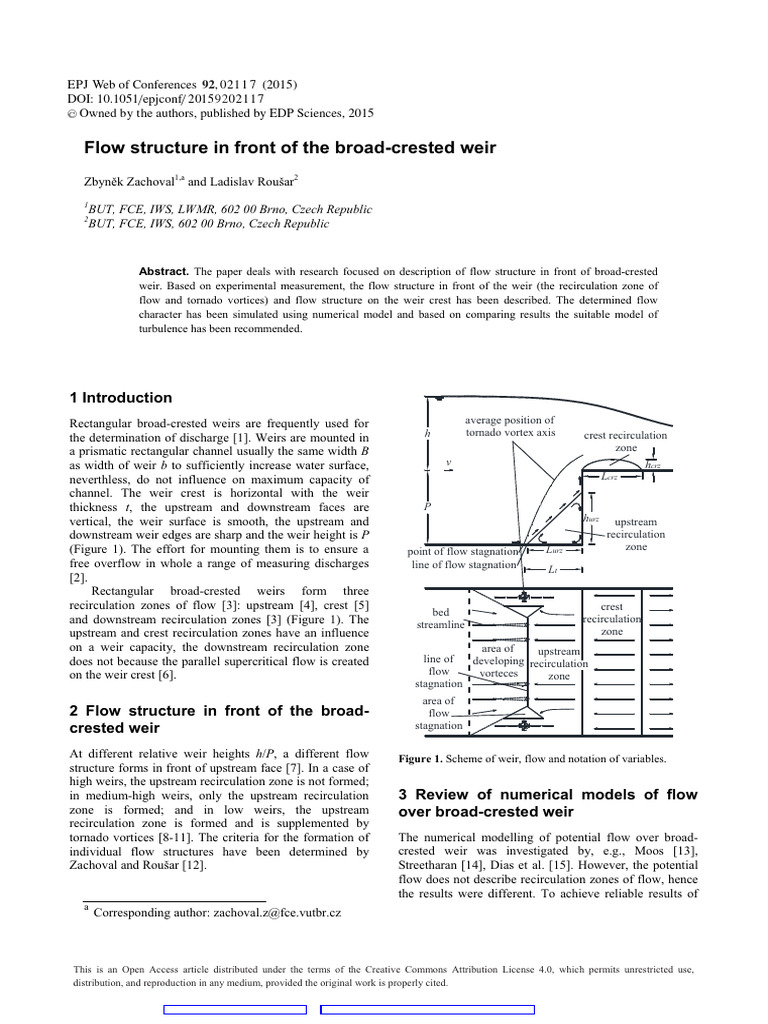 Flow structure front of the broad-crested weir | PDF | Fluid Dynamics | Turbulence