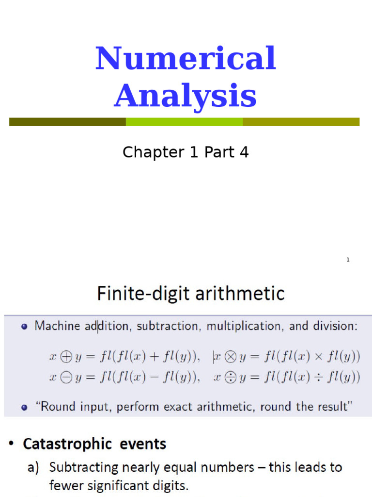 Chapter 1 Part 4 (Finite Digit Arithmetic - Errors in Scientific Computation) - Week 1 | PDF