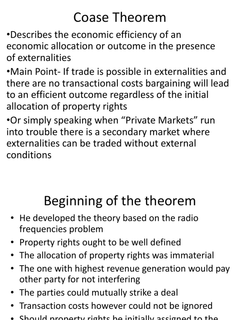 Coase Theorem | PDF | Externality | Monopoly