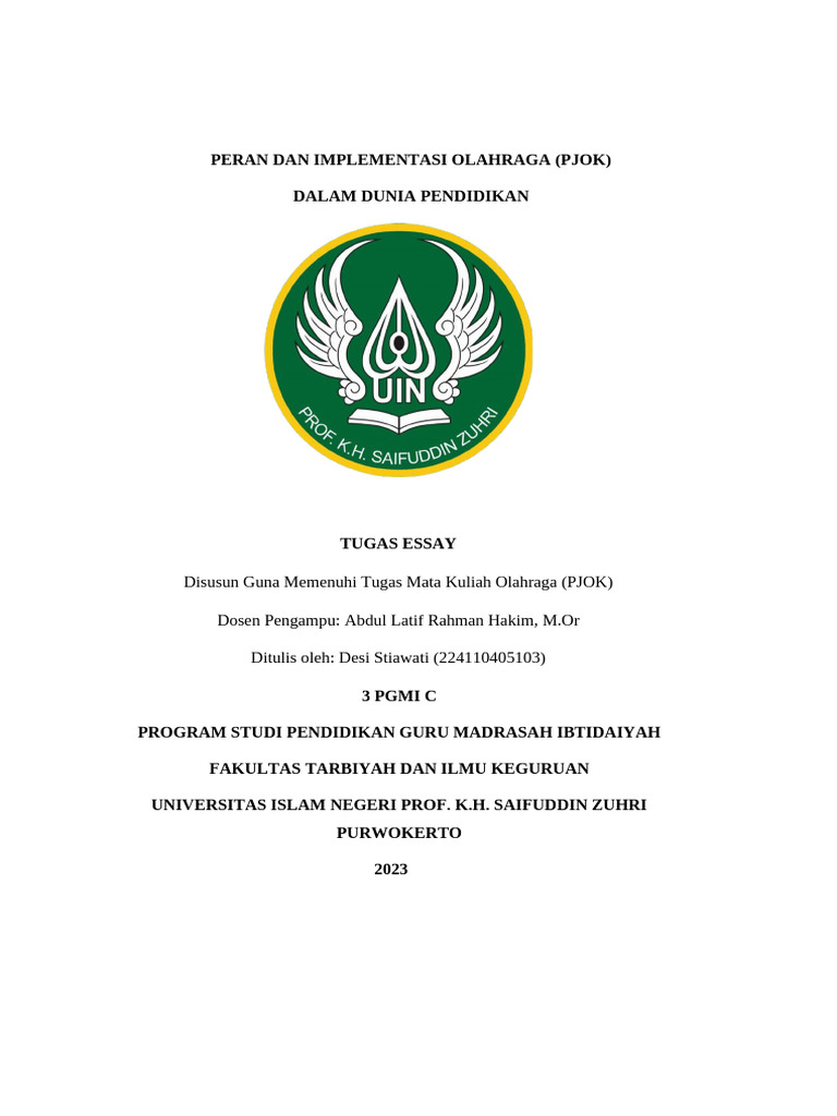 Desi Stiawati - Tugas Essay - PJOK - UTS | PDF