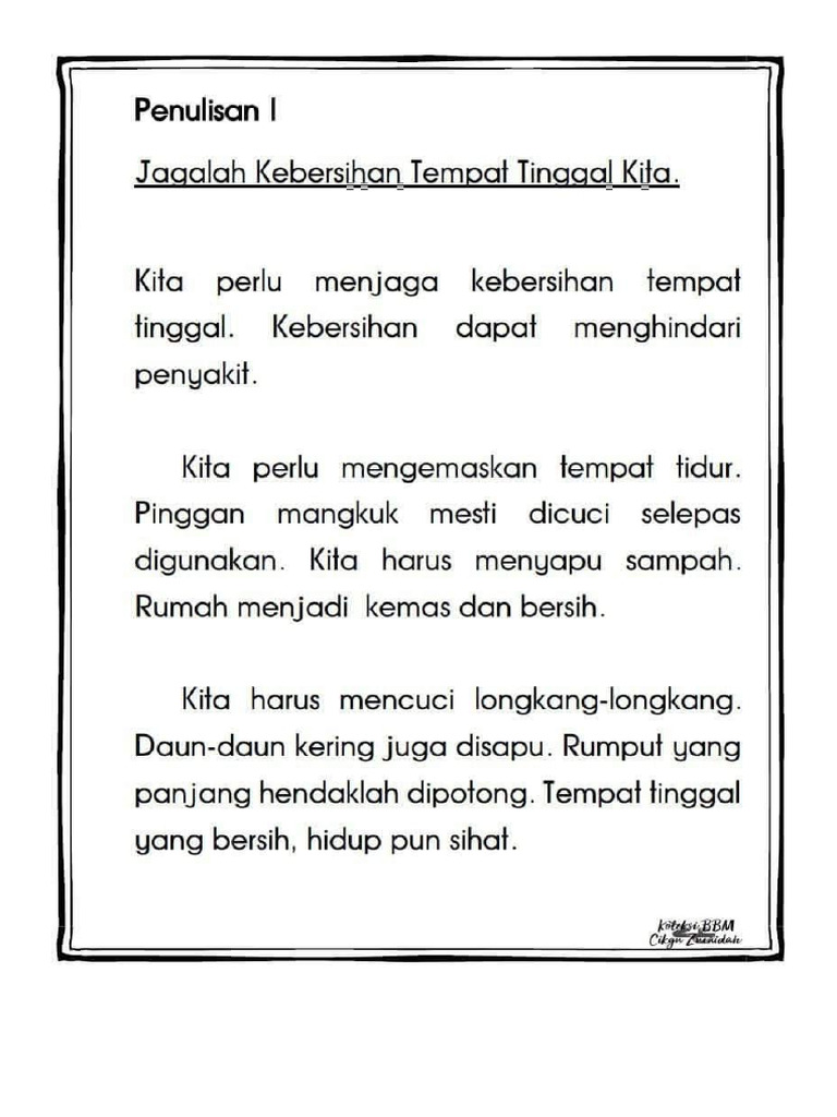 Contoh Karangan Tahun 2 Pdf