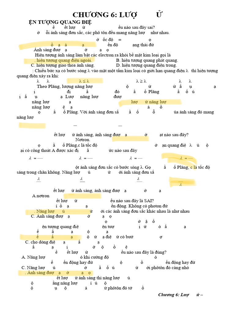 6. Trac Nghiem Ly Thuyet Luong Tu Anh Sang | PDF