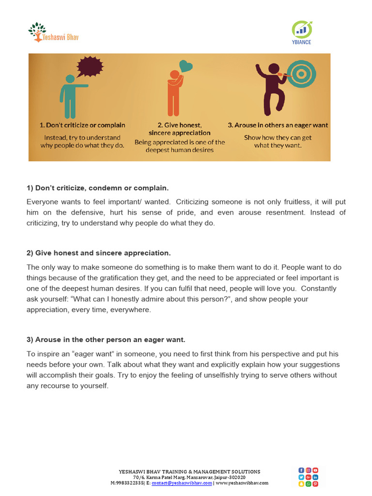 How To Win Friends and Influence People | PDF | Psychology ...