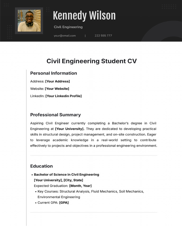 Civil Engineering Student CV Template | PDF