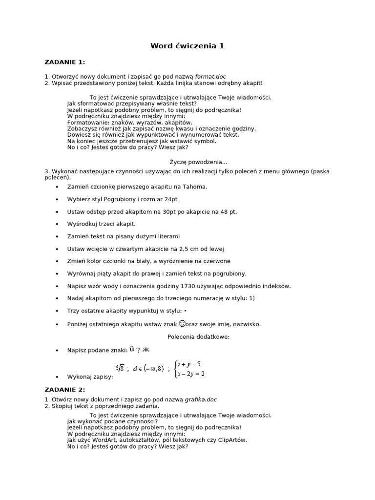 Cwiczenia Word1 | PDF
