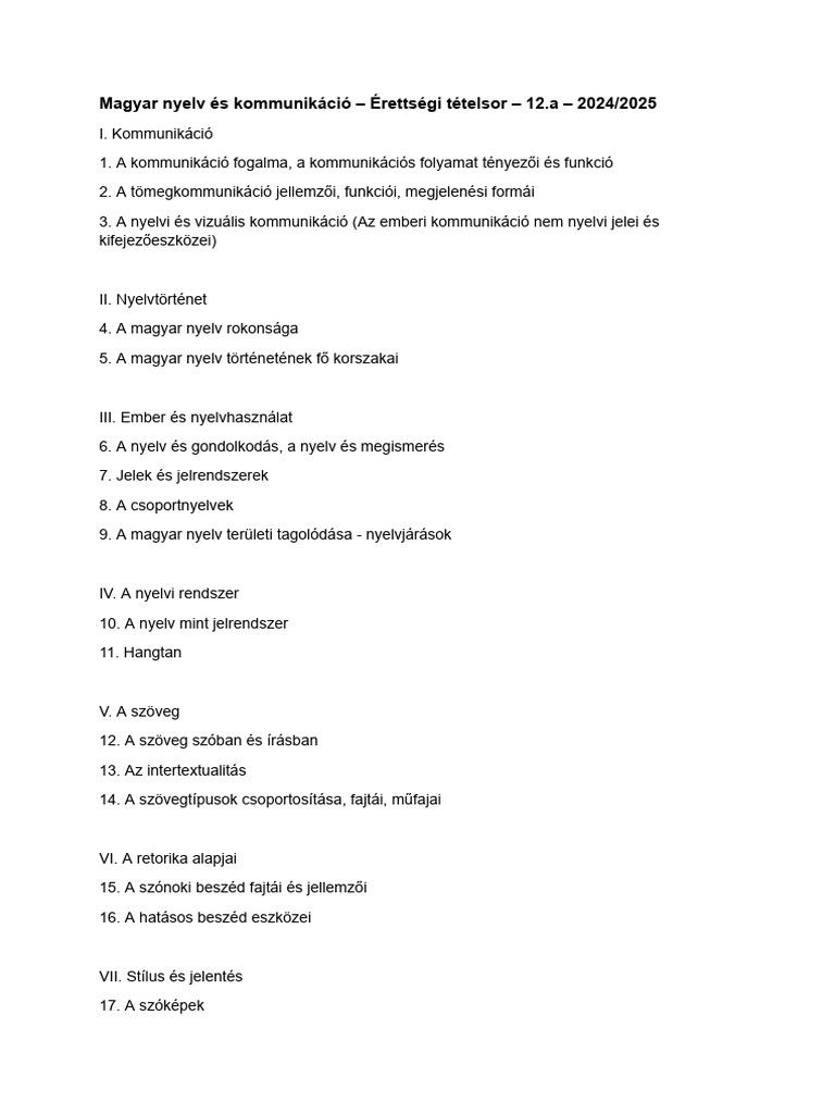 2024 25 12a Nyelvtan T-Tel | PDF