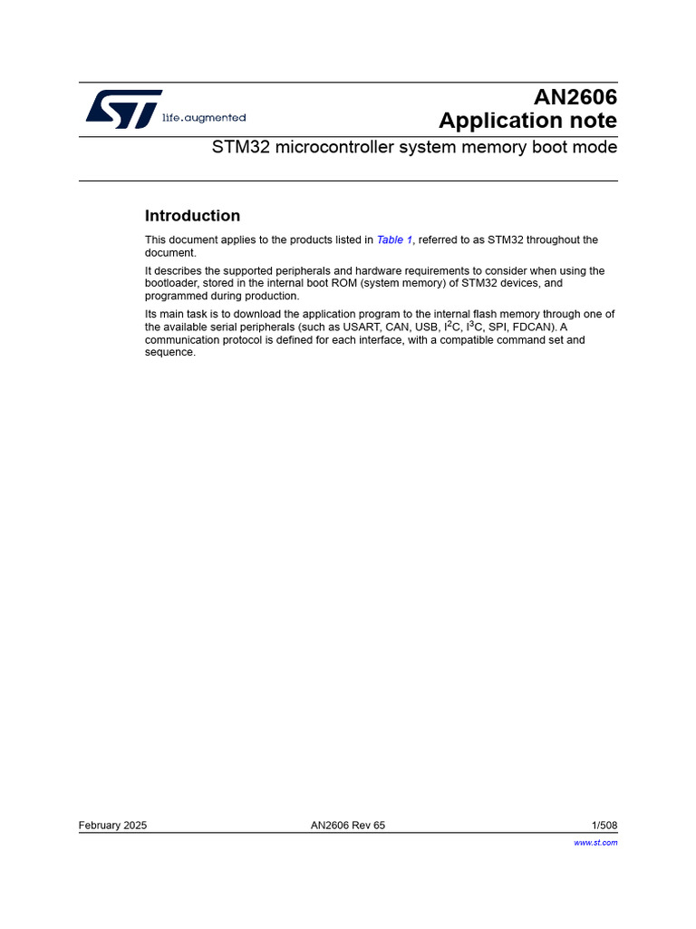 An2606 Stm32 Microcontroller System Memory Boot Mode Stmicroelectronics | PDF | Software ...