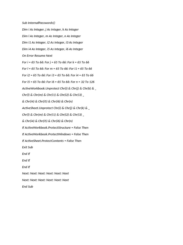 Sub InternalPasswords | PDF