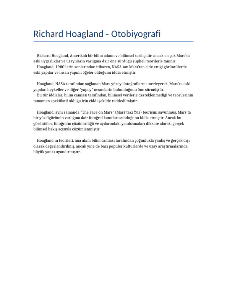 Richard Hoagland - Otobiyografisi | PDF