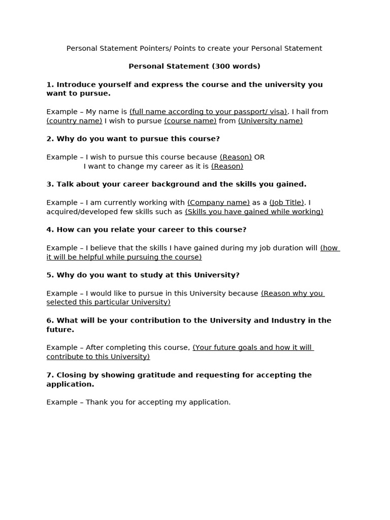 Personal Statement Structure | PDF