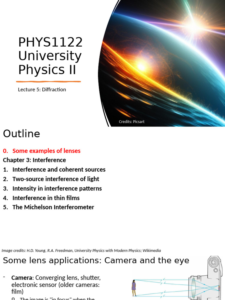PHYS1122 Chapter 3 (Lecture 5) - Revised | PDF | Camera | Coherence (Physics)