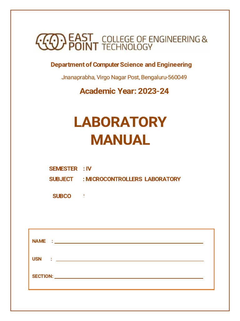 Microcontrollers Lab Manual - East Point | PDF | Cpu Cache | Scheduling (Computing)