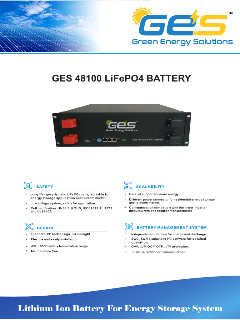 GES-15 48100 For Telecom | PDF | Lithium Ion Battery | Electrical ...