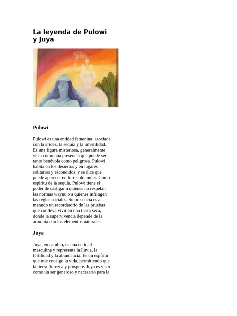 La Leyenda de Pulowi y Juya | PDF | Naturaleza