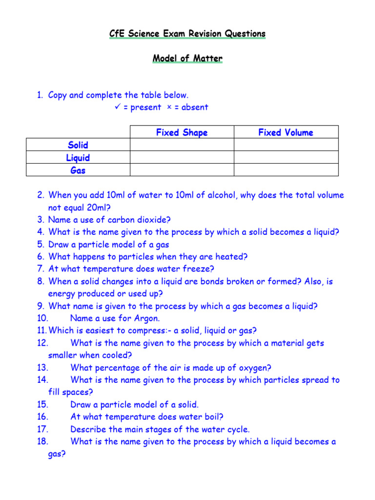 CfE-S2-Exam-Revision-Questions-Revised-2016 | PDF | Light | Heat Transfer
